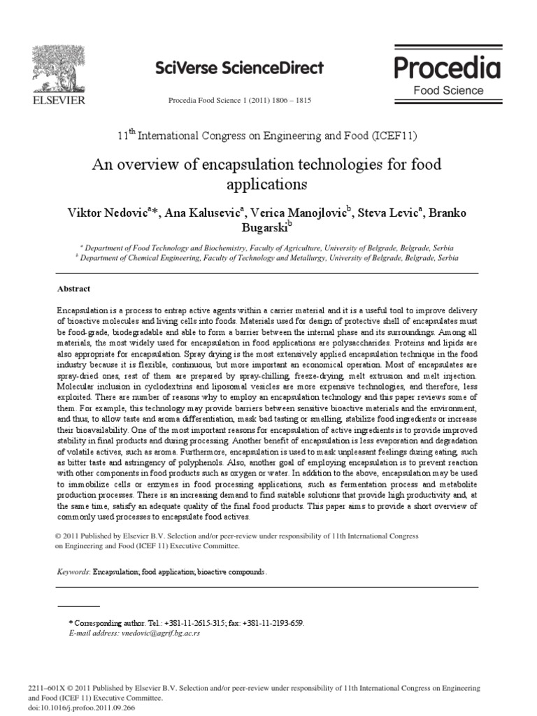 Encapsulation Technologies | PDF | Polyphenol | Freeze Drying