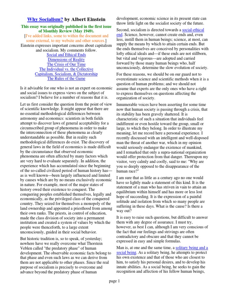 Albert Einstein - Why Socialism | PDF