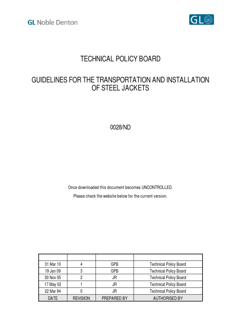 0028-4 GL Guidelines For Transport and Install of Steel Jackets | PDF ...