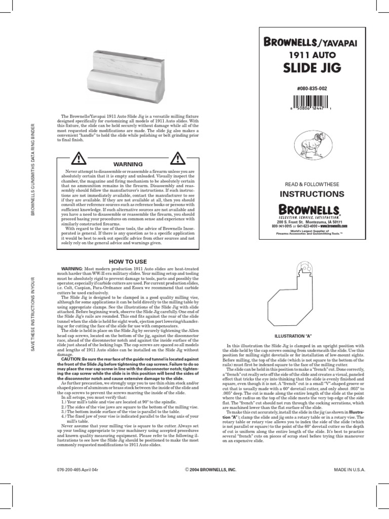 1911 Slide Jig | PDF | Firearms | Tools