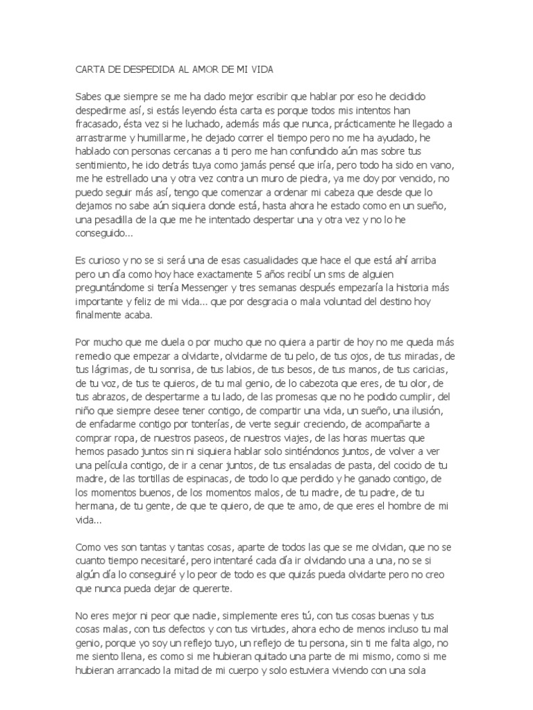 Carta de Despedida Al Amor de Mi Vida | PDF | Envidia | Perdón