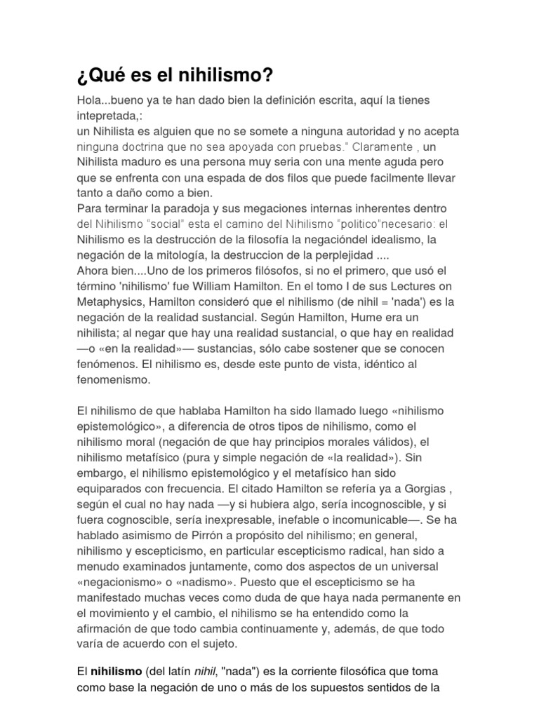 Introducción al Nihilismo | PDF | Monismo | Nihilismo