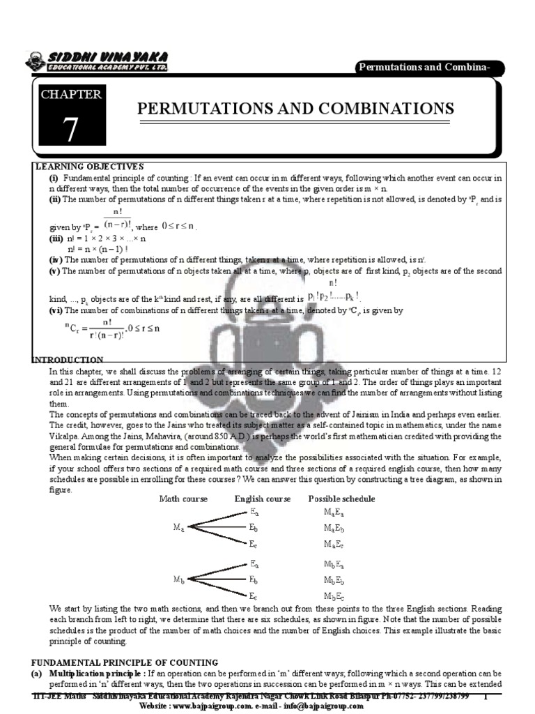 Permutations And Combinations Explained Pdf Permutation Combinatorics
