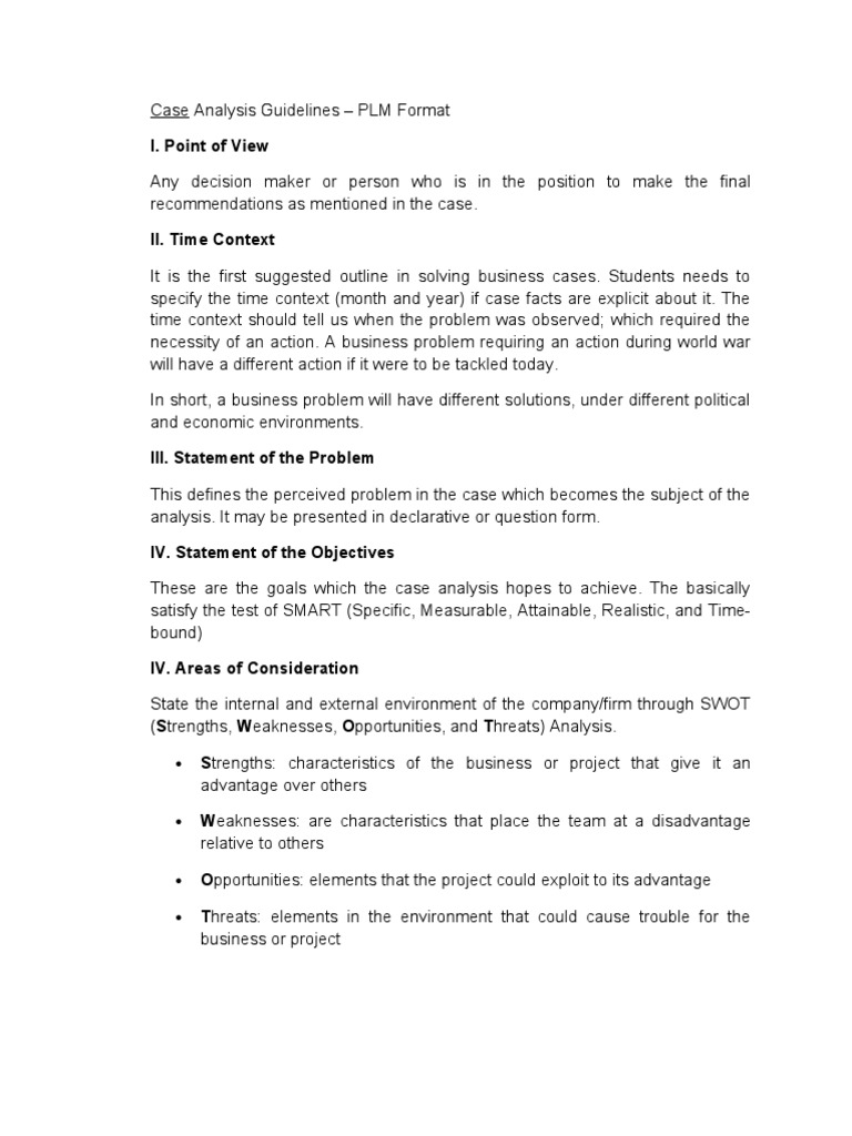Case Analysis - PLM Format | PDF | Cognitive Science | Business