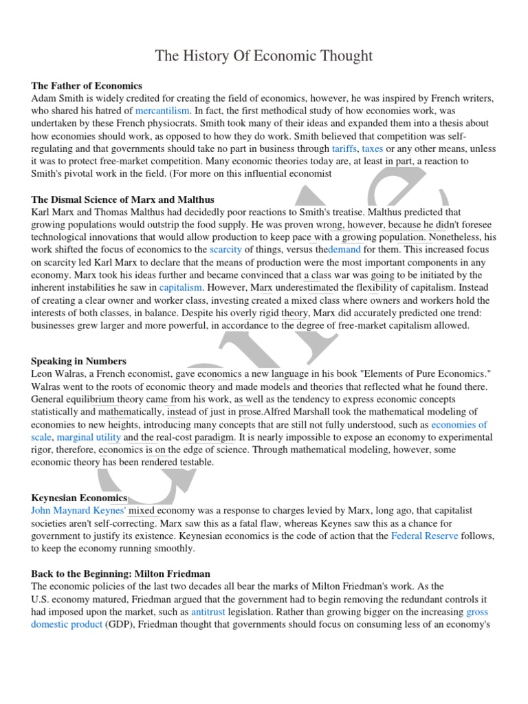 Evolution of Economic Thought | PDF | History Of Economic Thought ...