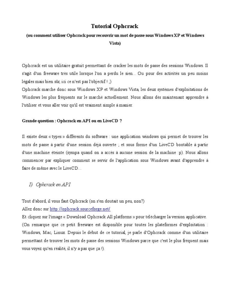 Ophcrack Tutorial | PDF | Microsoft Windows | Windows Vista