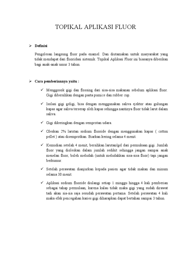 Topikal Aplikasi Fluor | PDF