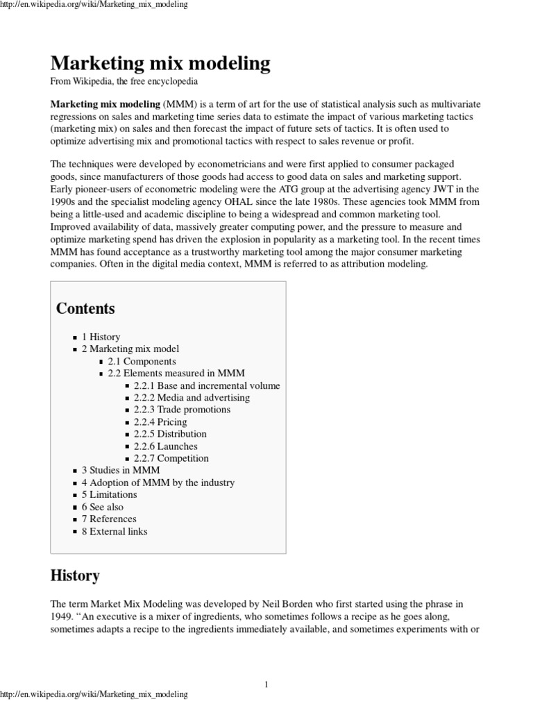 Marketing Mix Modeling | Download Free PDF | Market (Economics) | Business