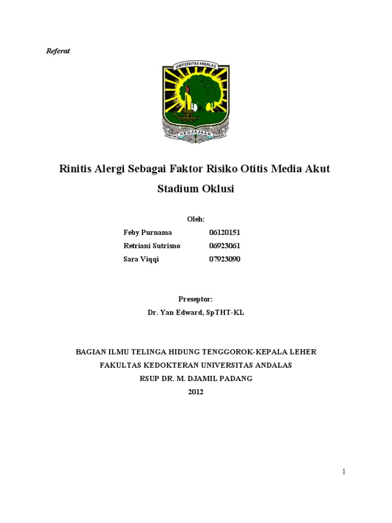 Refrat Rhinitis Alergi DGN Otitis Media | PDF