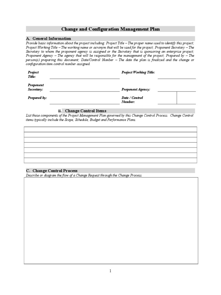 Change and Configuration Management Plan Template 1.2 | PDF | Systems ...