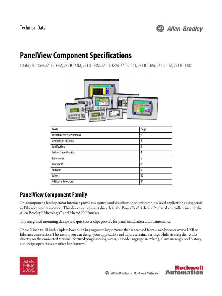 PanelView Component Specifications | PDF | Secure Digital | Automation