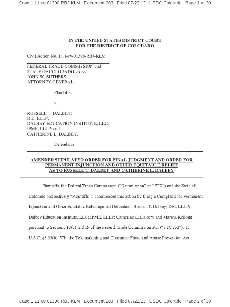 Russell and Catherine Dalbey Case Order | PDF | Discovery (Law ...