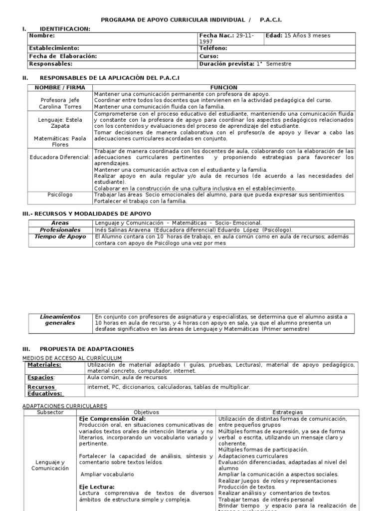 Formato PACI Con TIPS | Maestros | Fracción (Matemáticas)