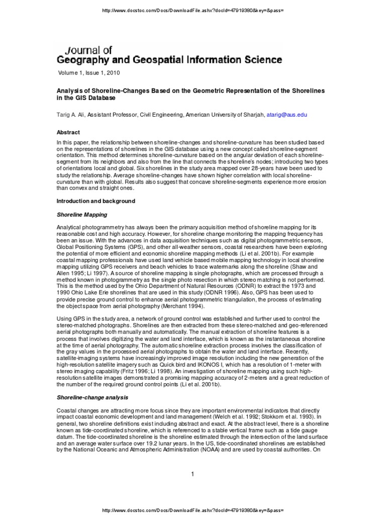 Analysis of Shoreline-Changes Based On The Geometric Representation of ...