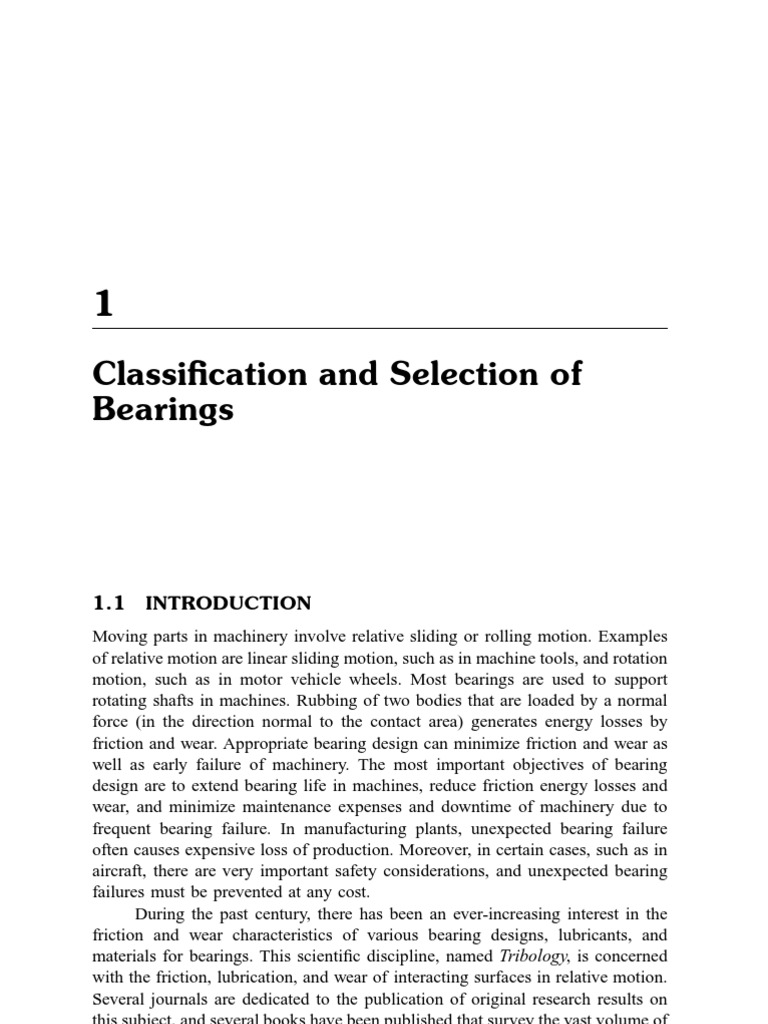 Classi Cation and Selection of Bearings | PDF
