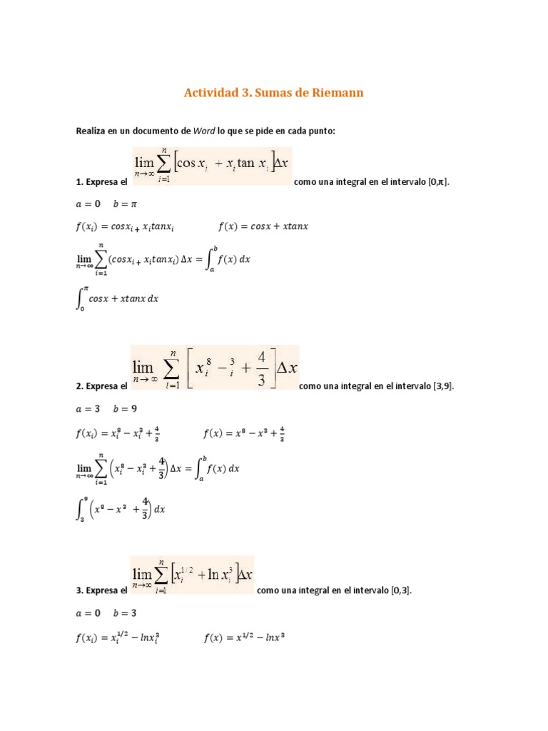 Sumas de Riemann | PDF