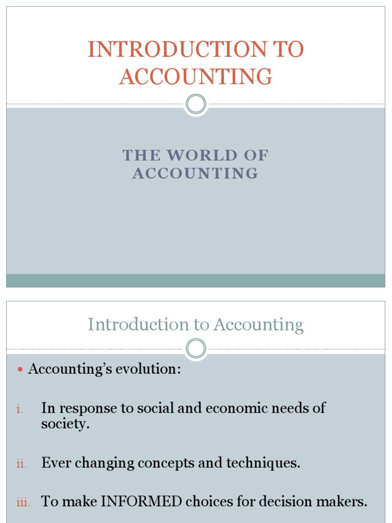 Introduction To Accounting | PDF | Certified Public Accountant ...