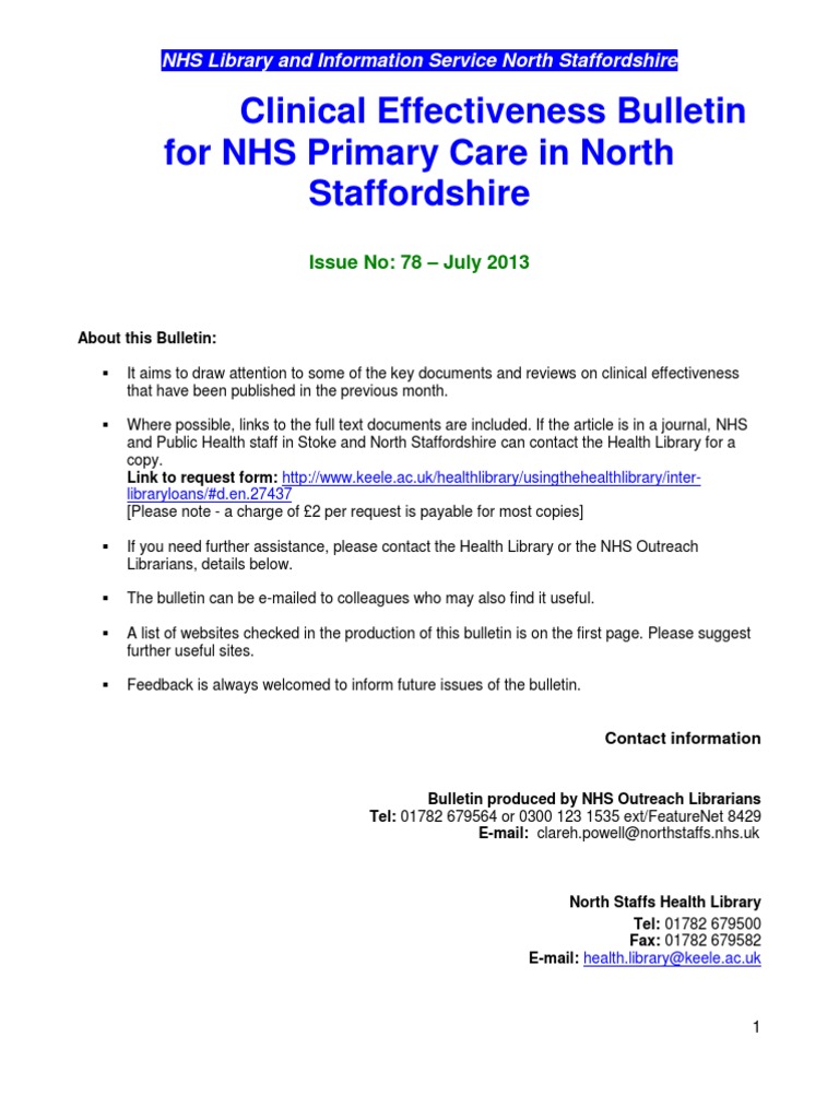 Clinical Effectiveness Bulletin 78 Jul 13 | PDF | National Health ...