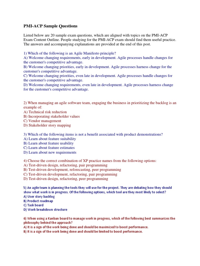 Agile Questions | PDF | Agile Software Development | Internal Rate Of ...