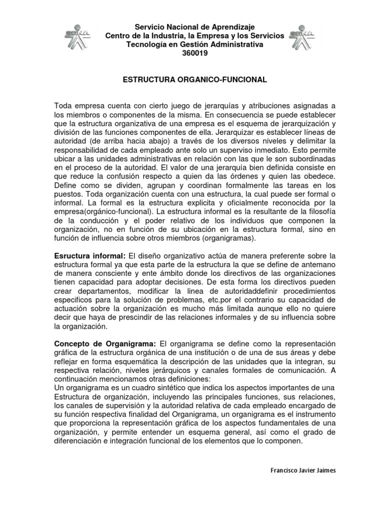 Estructura Orgánico-Funcional en Empresas | PDF | Jerarquía | Planificación