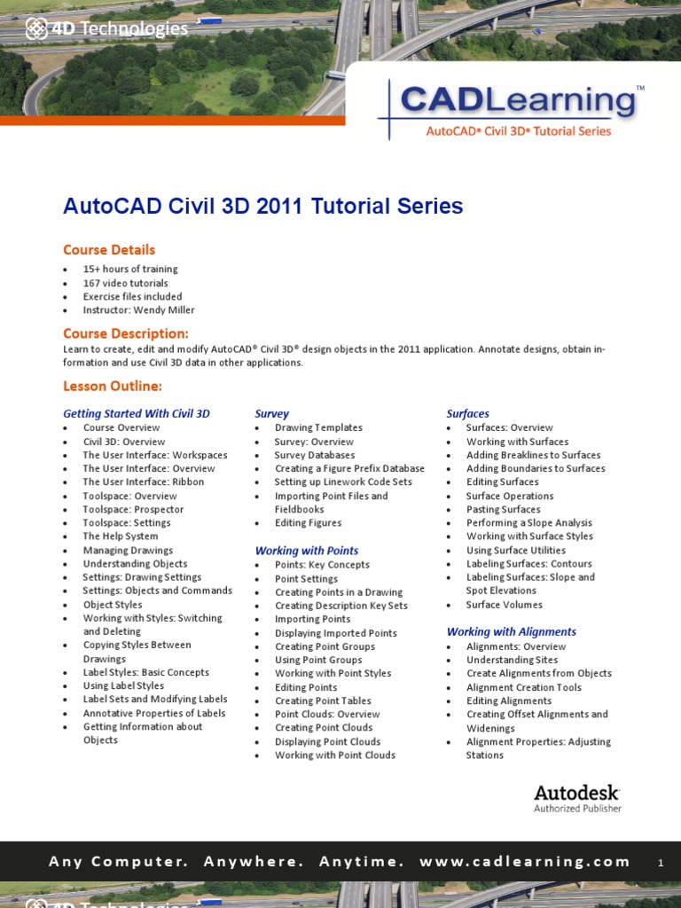 Cadlearning Autocad Civil 3d 2011 Outline | Download Free PDF | Auto ...