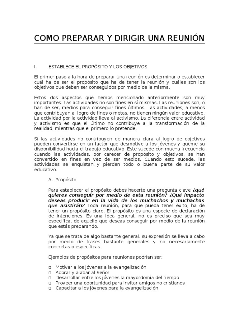 13 - Como Preparar y Dirigir Una Reunión | PDF | Liderazgo | Biblia
