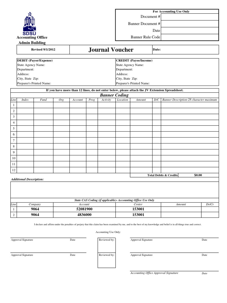 12 1 3 2 Journal Voucher Template | PDF