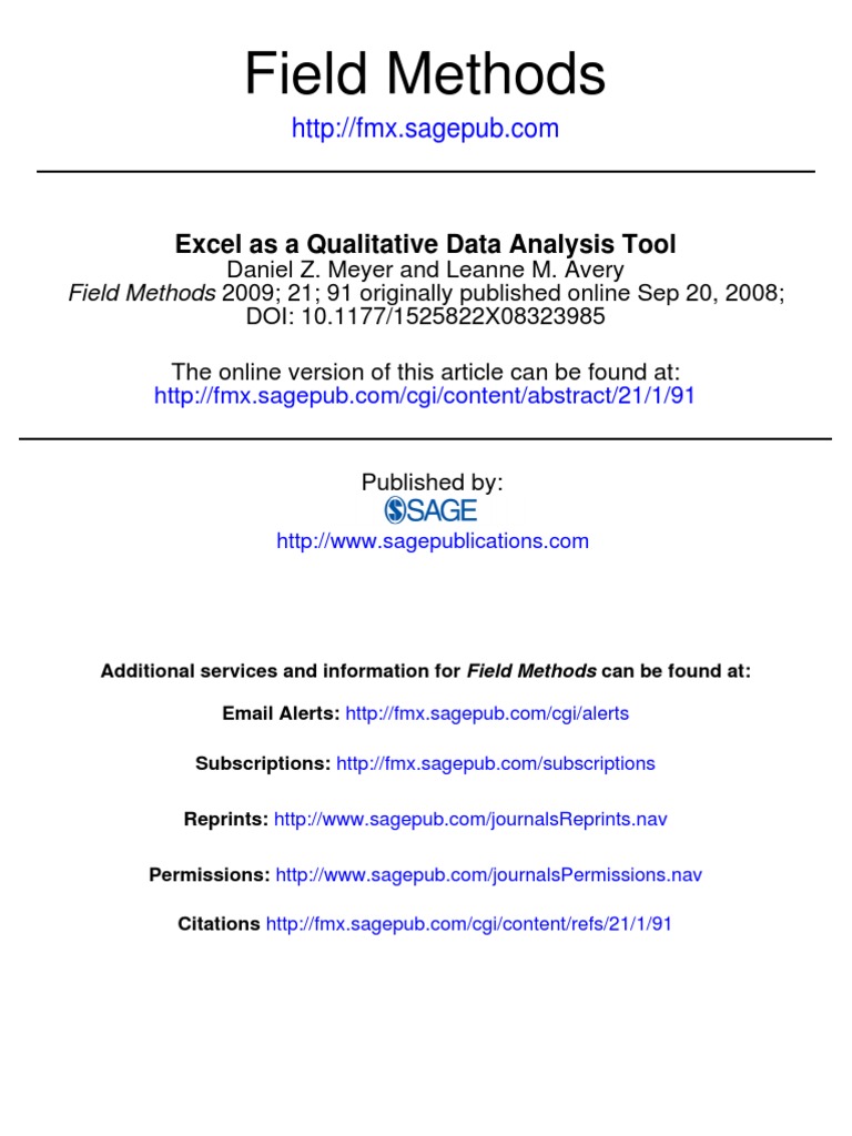 Excel As A Qualitative Data Analysis Tool | PDF | Qualitative Research ...