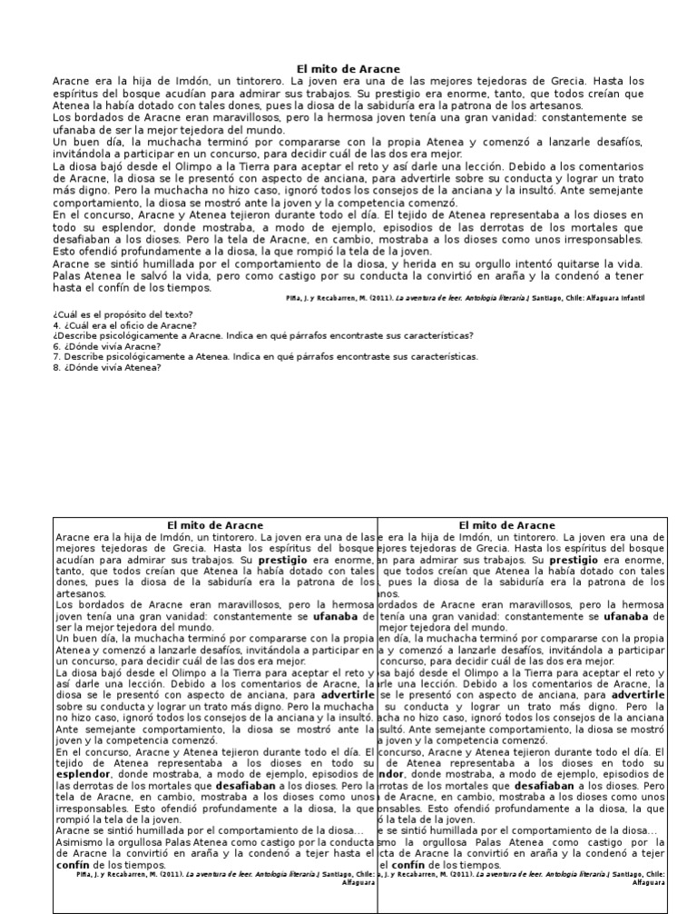 El Mito de Aracne | Descargar gratis PDF | Atenea