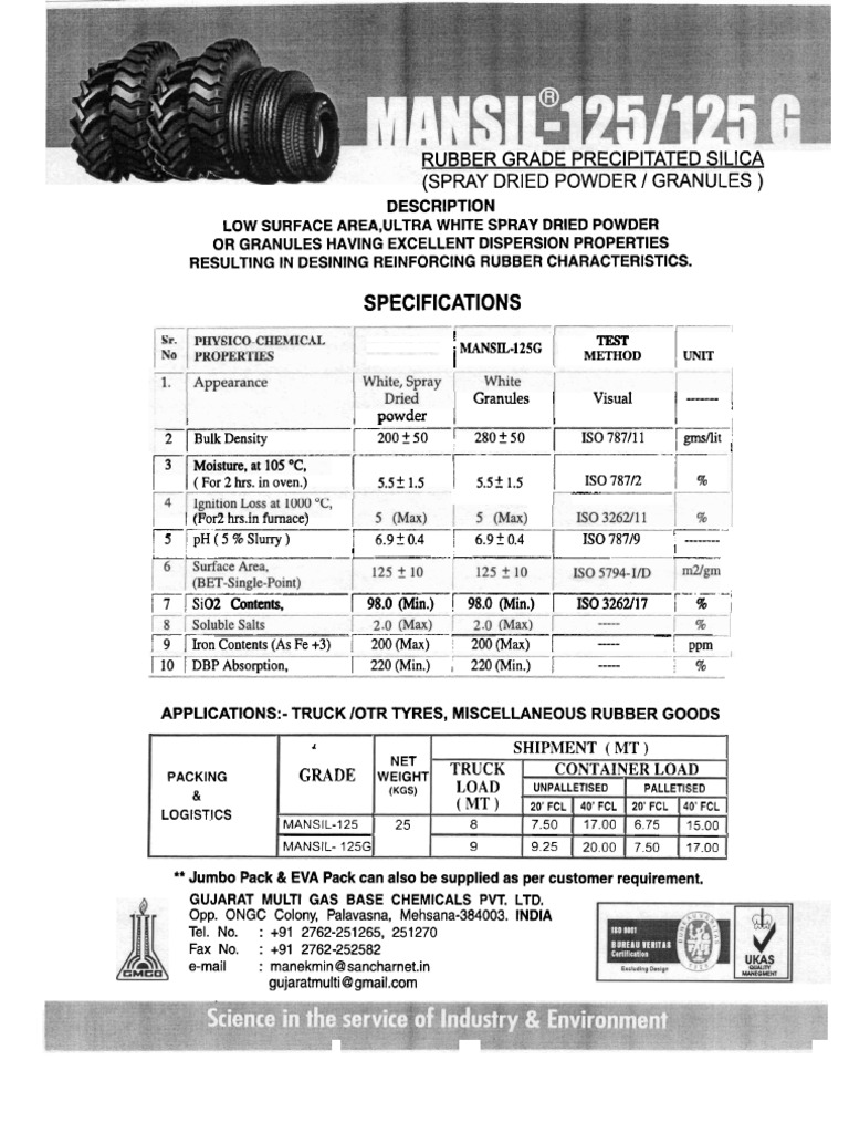 Mansil-125 P-G | PDF | Silicon Dioxide | Materials