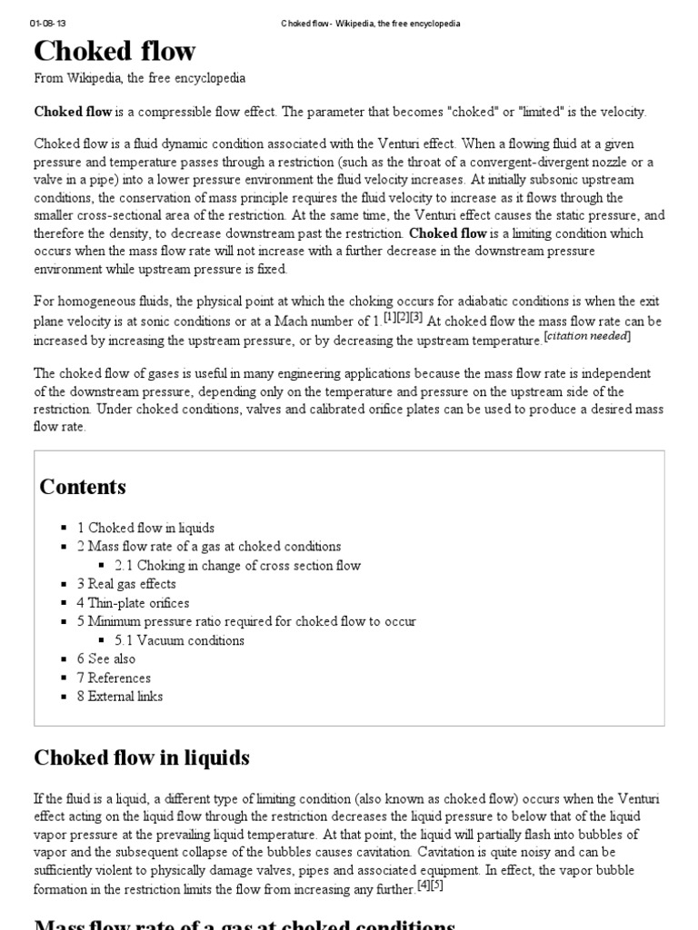 Choked Flow - Wikipedia, The Free Encyclopedia | PDF | Transparent ...