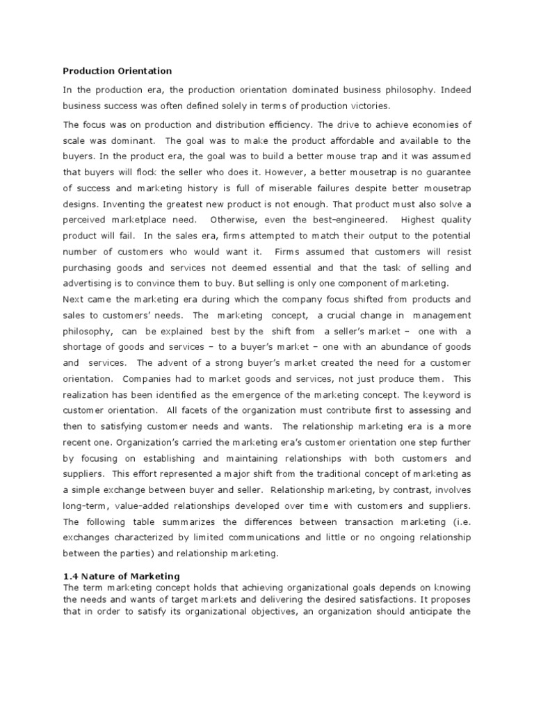 Production Orientation | PDF | Sales | Marketing