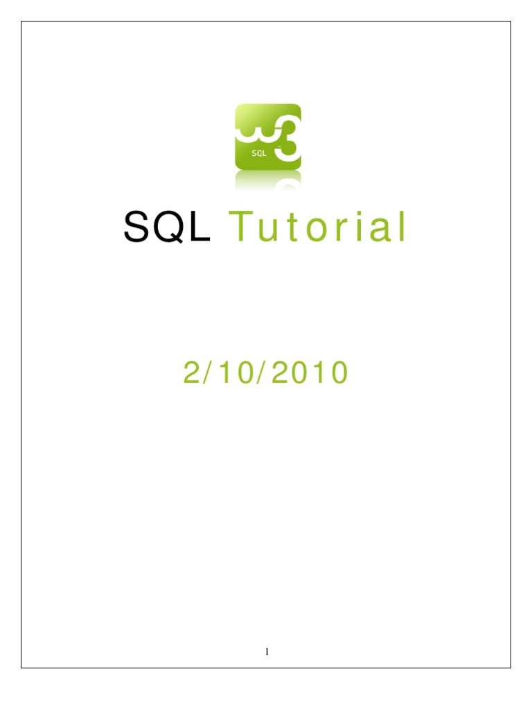 W3 SQL Tutorial | PDF