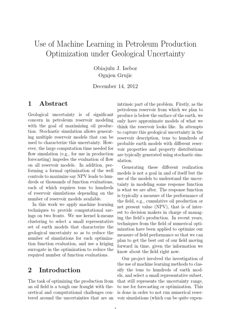 Use of Machine Learning in Petroleum Production Optimization Under ...