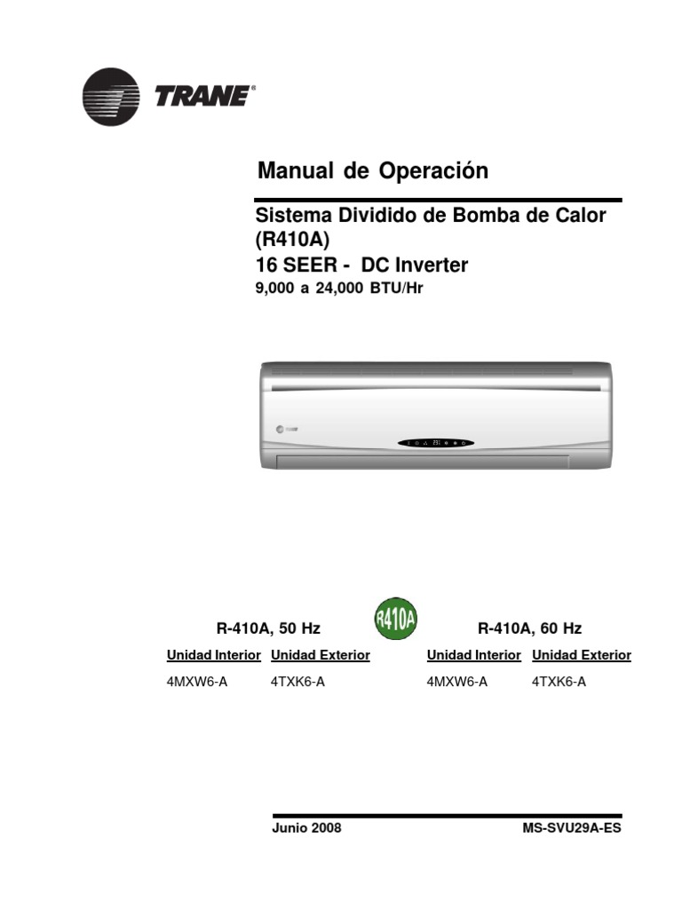Trane Manual Del Usuario | Caldera | Control remoto | Prueba gratuita ...