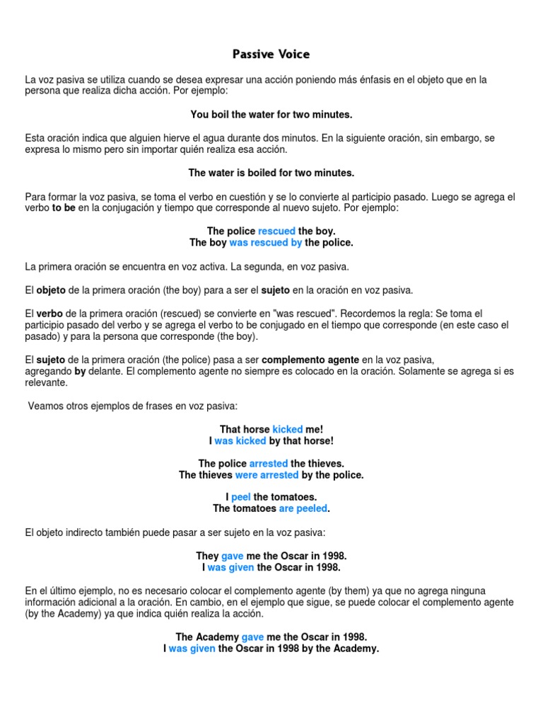 Ejemplos de Voz Pasiva | PDF | Boardsports | Deportes individuales