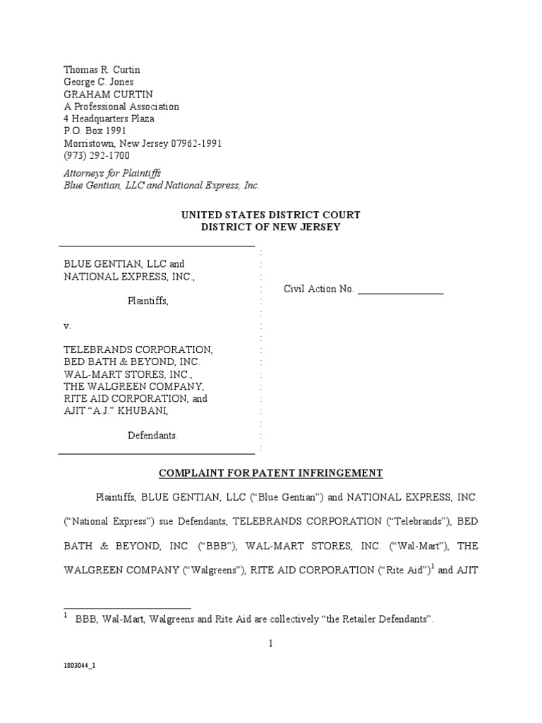 Telebrands Patent Infringement Case | PDF | Patent Infringement | Patent