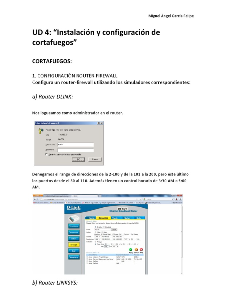 Ud 4 Sad Instalacion y Configuracion de Cortafuegos Miguelangelgarcia | PDF | Cortafuegos ...