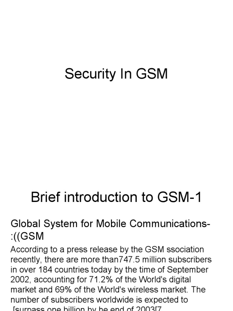 Security in GSM | PDF | Gsm | Subscriber Identity Module