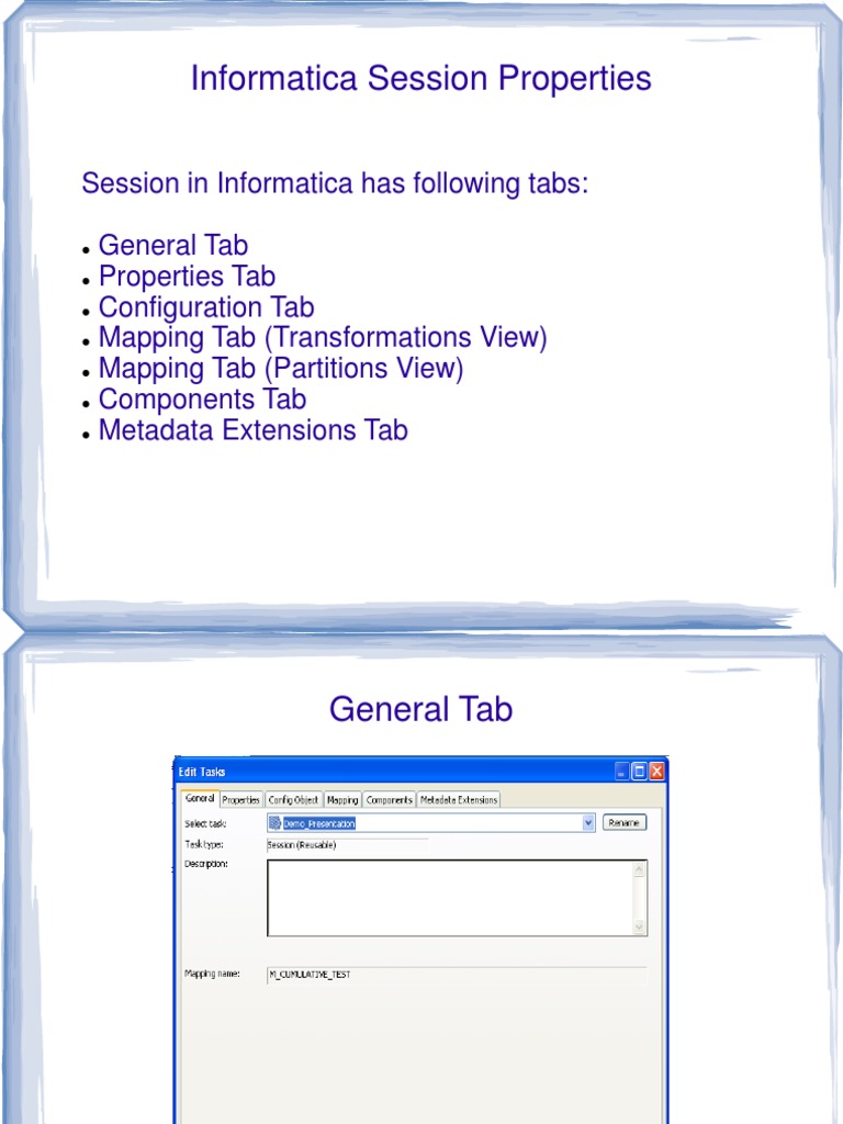 Informatica Session Properties Presentation1 | PDF | Relational ...