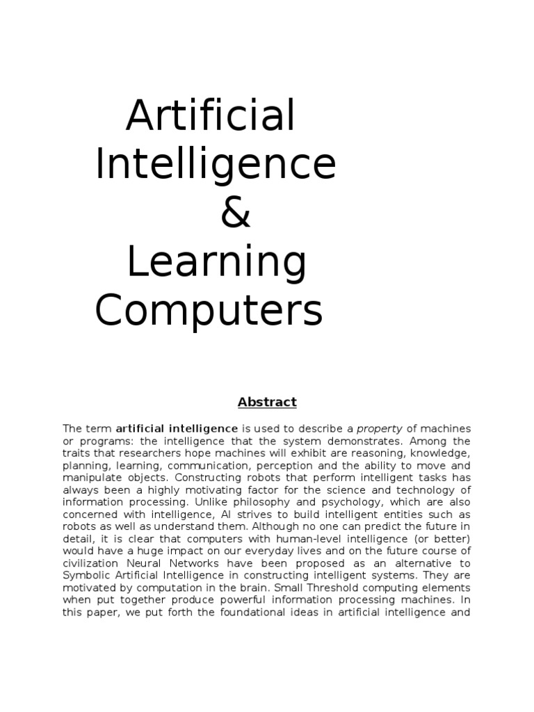 Artificial Intelligence | PDF | Artificial Intelligence | Intelligence ...