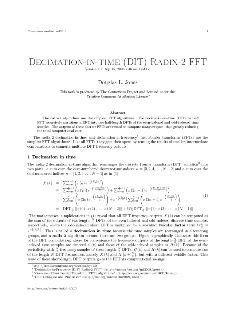DIT Radix-2 | PDF | Fast Fourier Transform | Discrete Fourier Transform