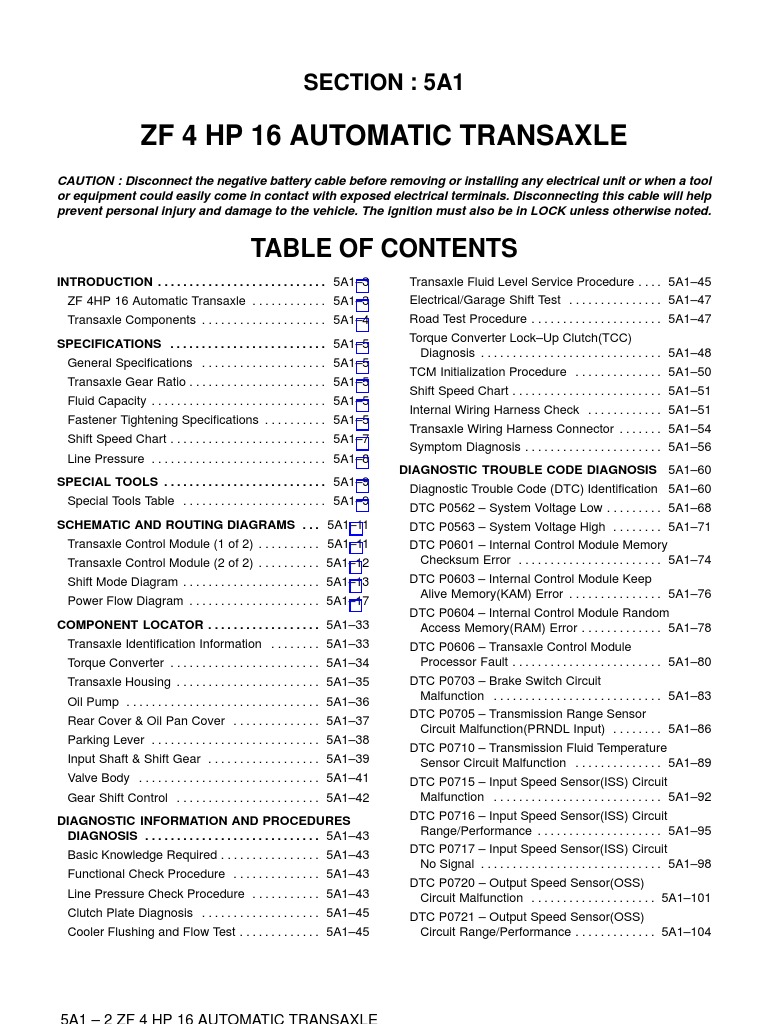 ZF4HP16 Optra | PDF | Automatic Transmission | Valve
