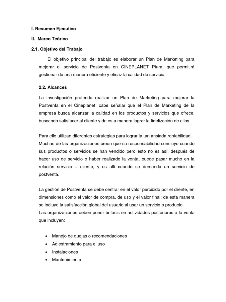 Plan De Mkt Pdf Producto Negocio Marketing