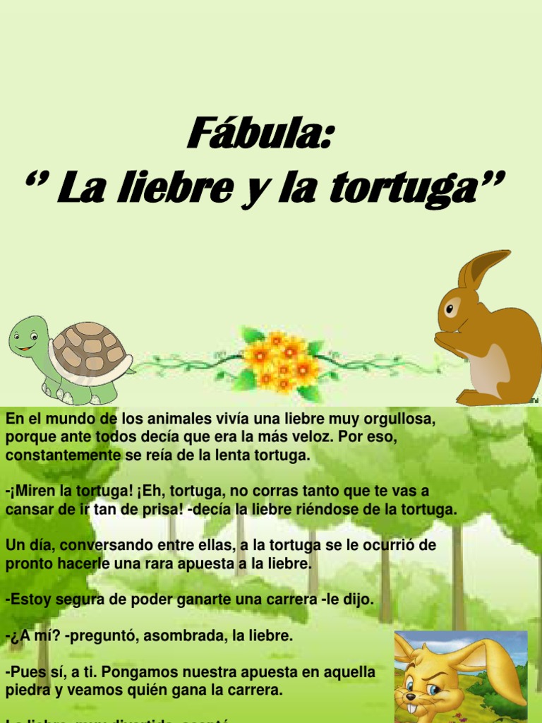 Fábula La Liebre y La Tortuga | PDF