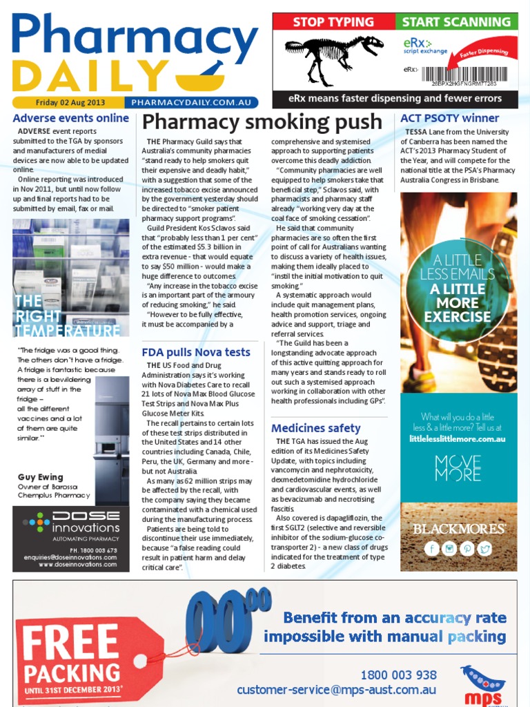 Pharmacy Daily For Fri 02 Aug 2013 - Pharmacy Smoking Push, Terry White ...