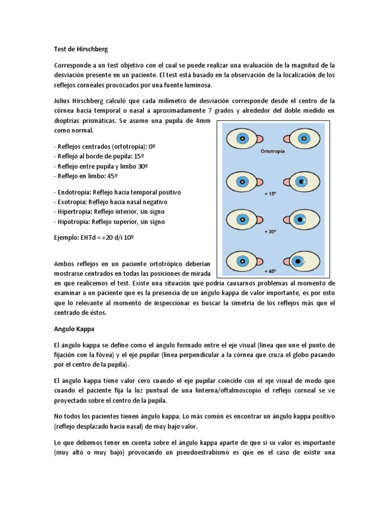 Test de Hirschberg | PDF | Percepción visual | Visión