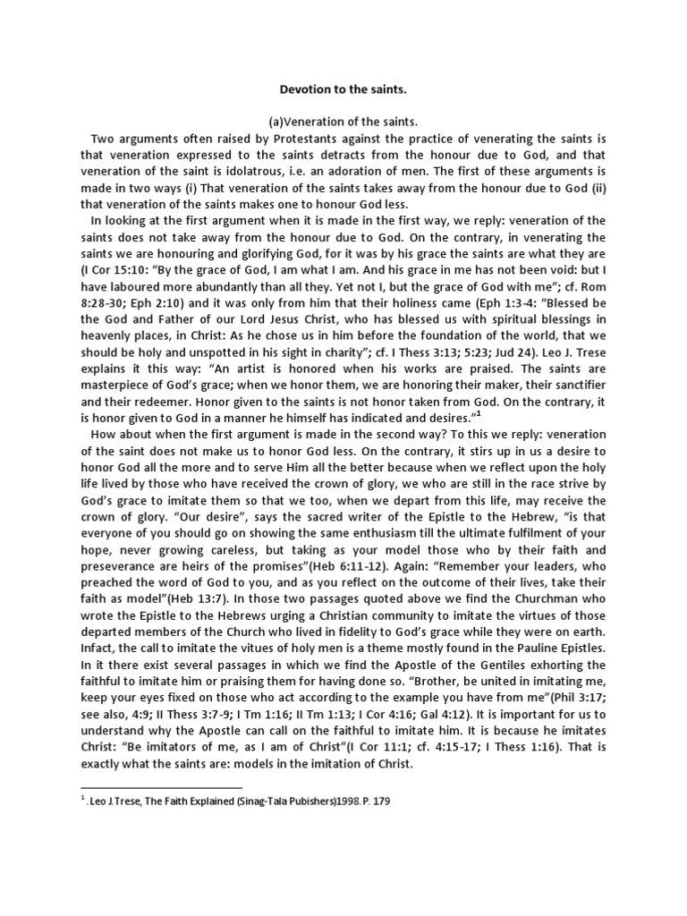 Devotion To The Saints (Part 1 - Draft) | PDF | Angel | Worship