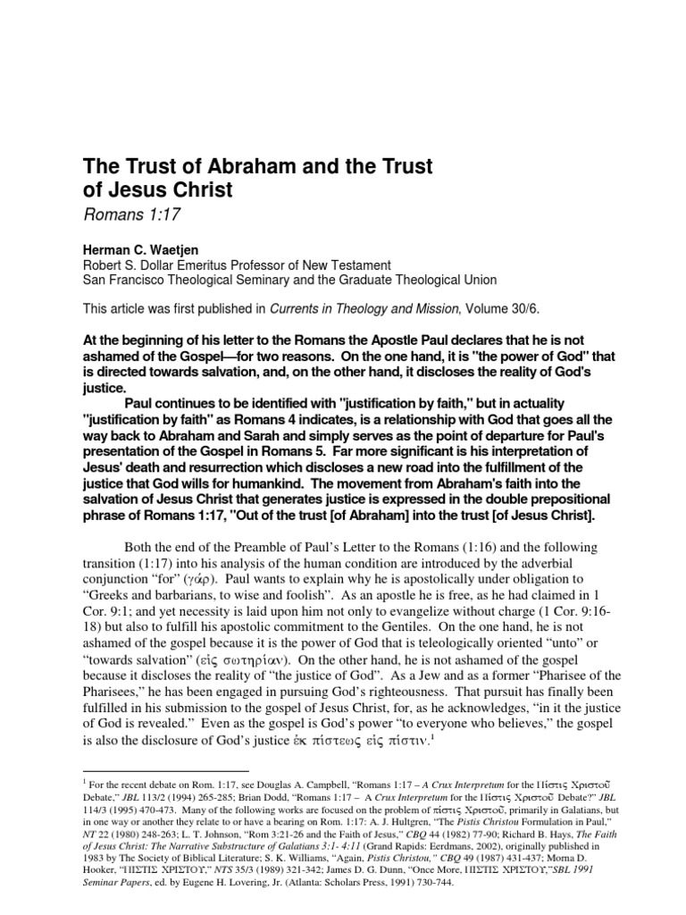 Abraham's Trust and Jesus' Gospel Explained | PDF | Justification ...
