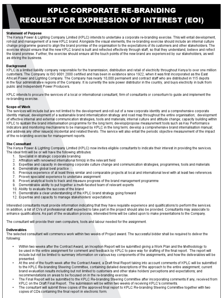Request For EOI - Corporate Re-Branding | PDF | Expert | Brand